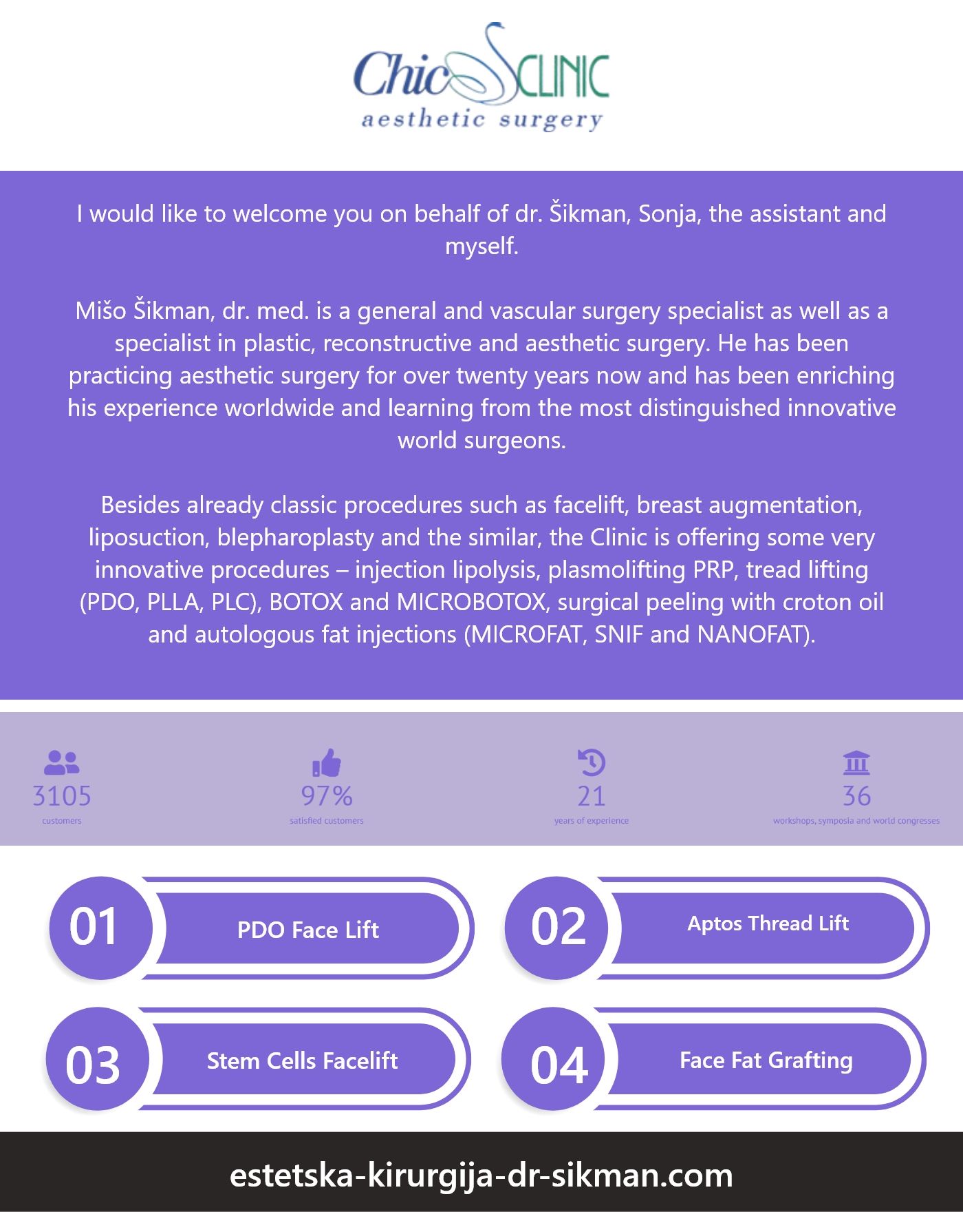 Non Surgical Thread Lift by CHIC CLINIC Mišo Šikman,dr med. - Infogram