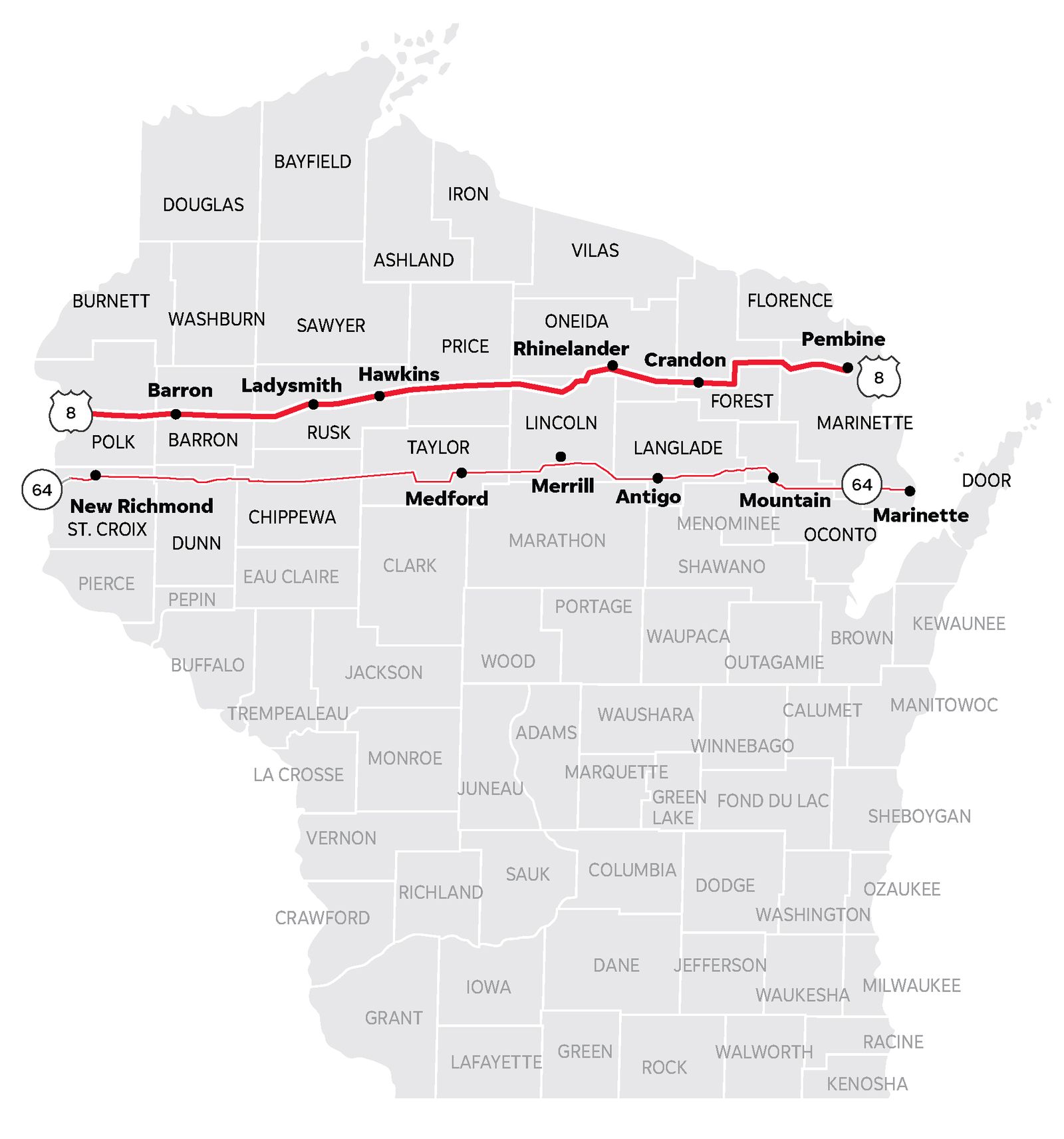 Wisconsin "Up North" map by Milwaukee - Infogram