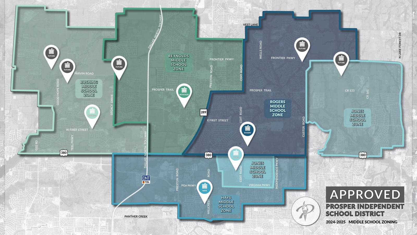 2024-2025 Middle School Attendance Boundaries by Prosper ISD ...