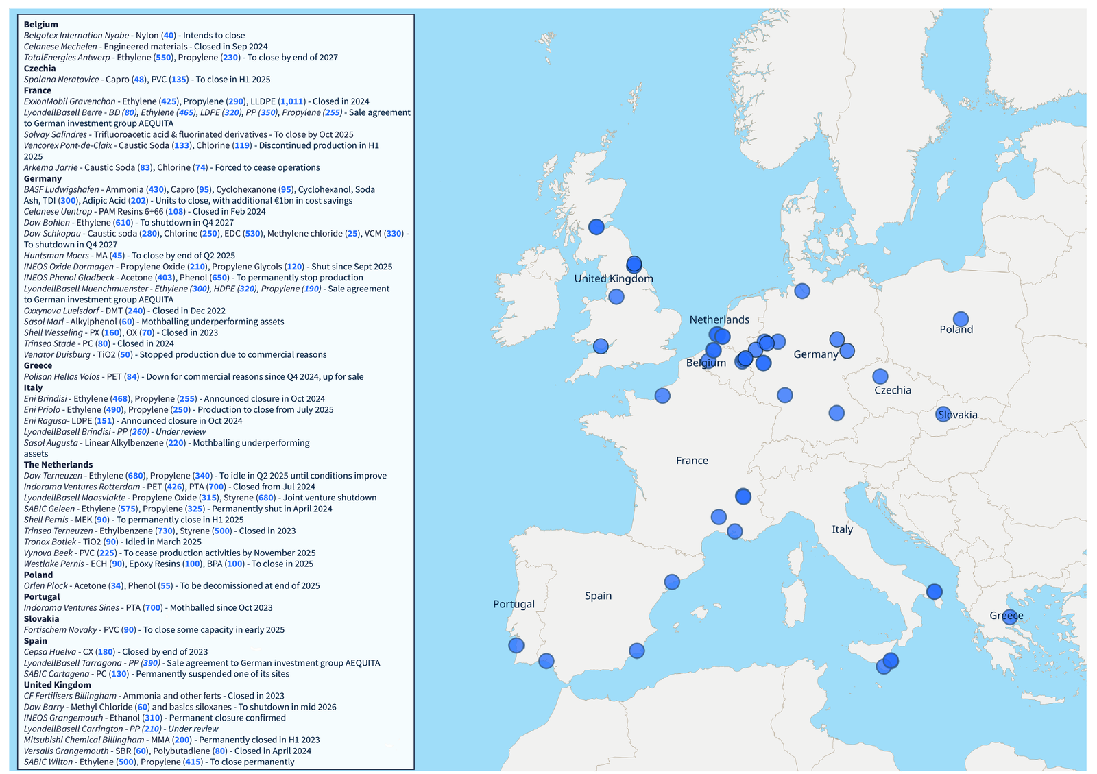 european plant closures map epca 2025 article - Infogram